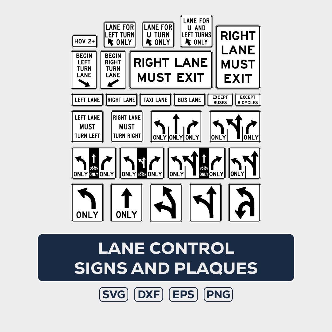 Lane Control Signs and Plaques | Svg, Dxf, Eps, Png Formats | Traffic ...