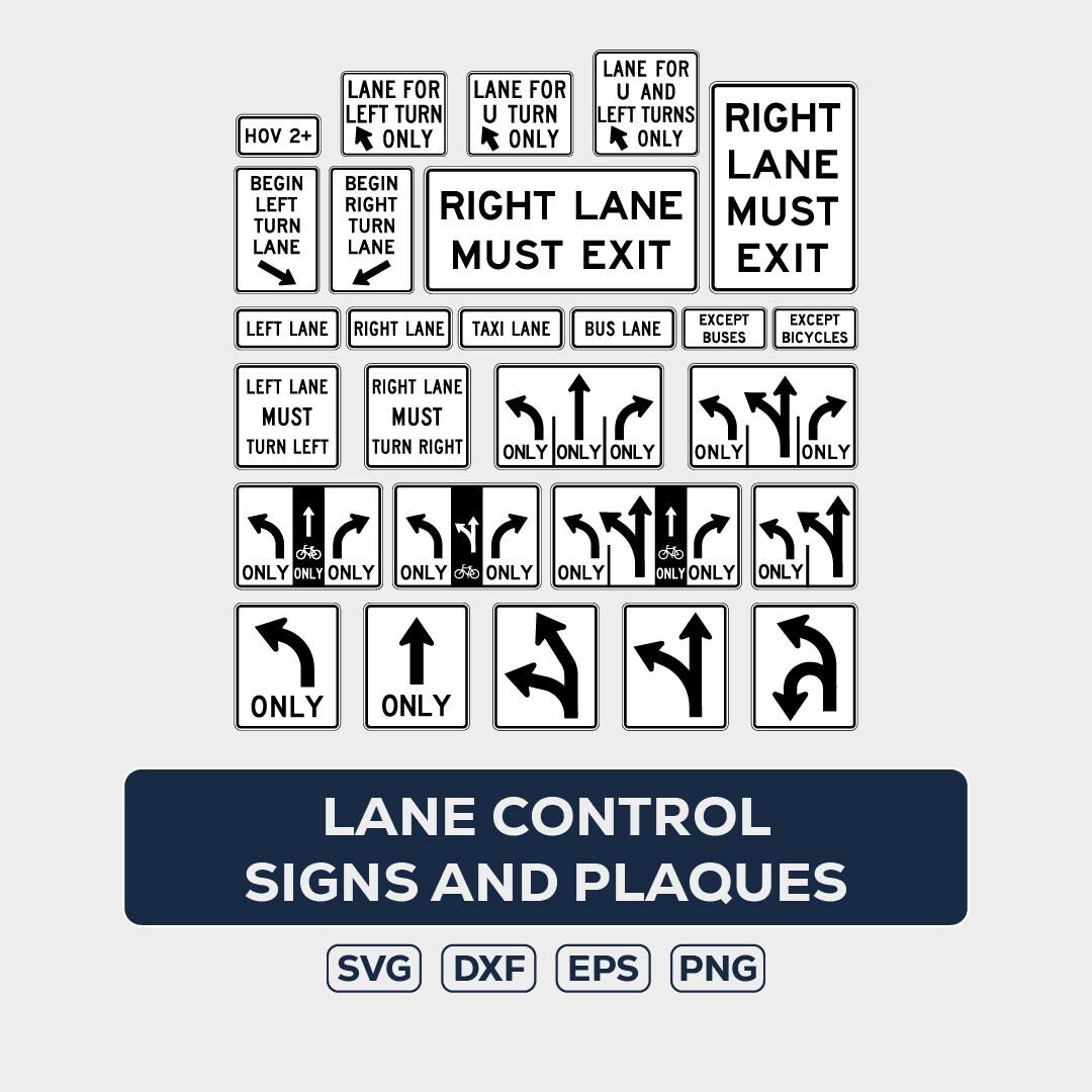 Lane Control Signs and Plaques | Svg, Dxf, Eps, Png Formats | Traffic ...