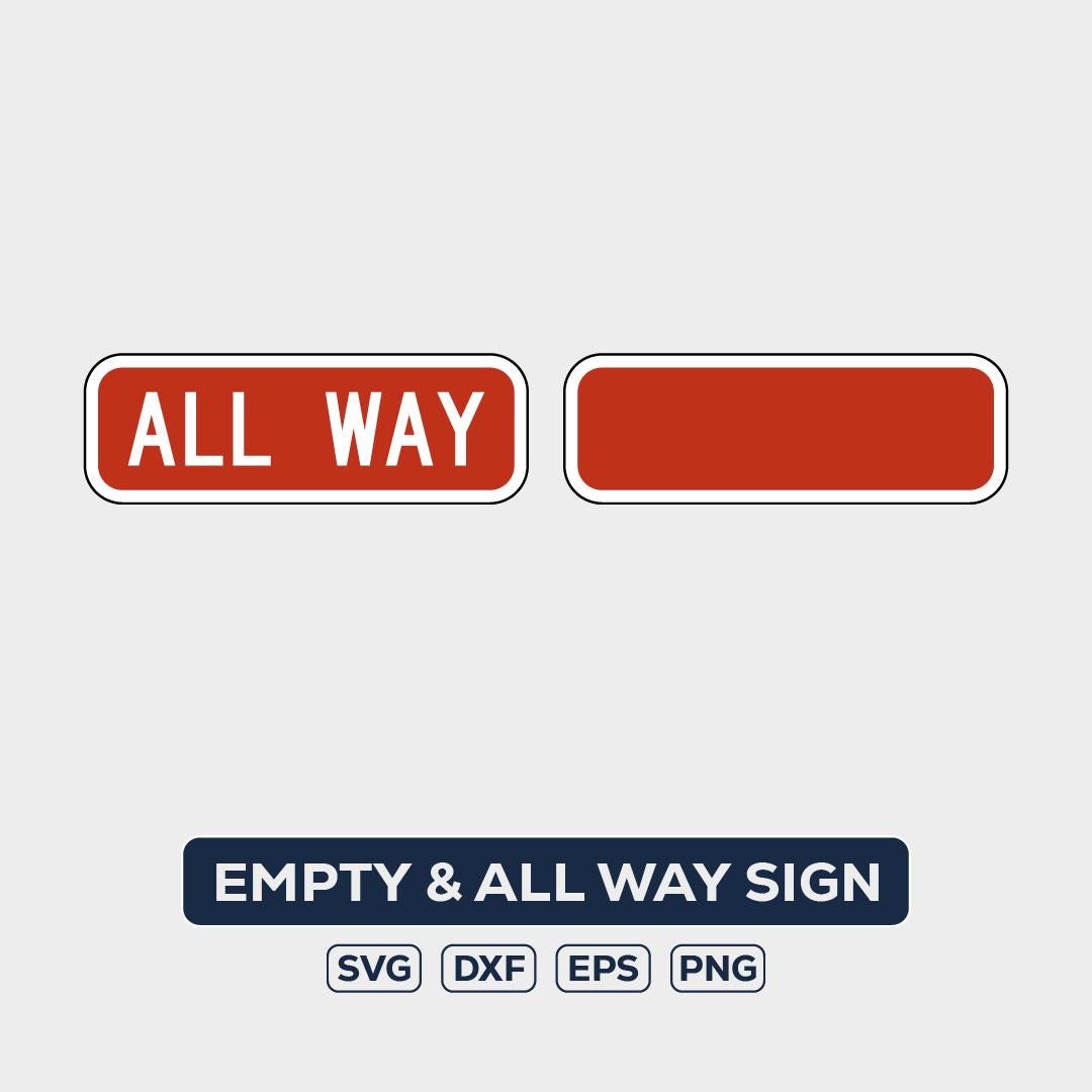 Empty All Way Sign SVG, Customizable Traffic Sign Template, DIY Safety ...