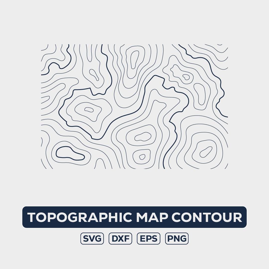 Contour Line Map Svg Dxf Eps Png for Laser Engraving, Cricut Design ...