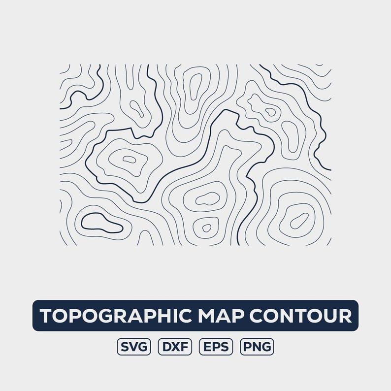 Contour Line Map Svg Dxf Eps Png for Laser Engraving, Cricut Design ...