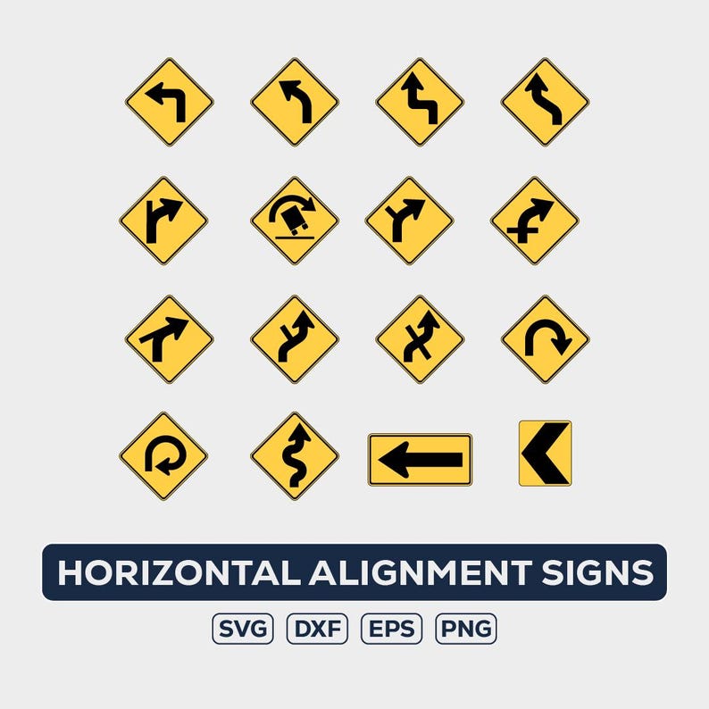 Horizontal Alignment Signs | Svg, Dxf, Eps, Png Formats | Traffic ...