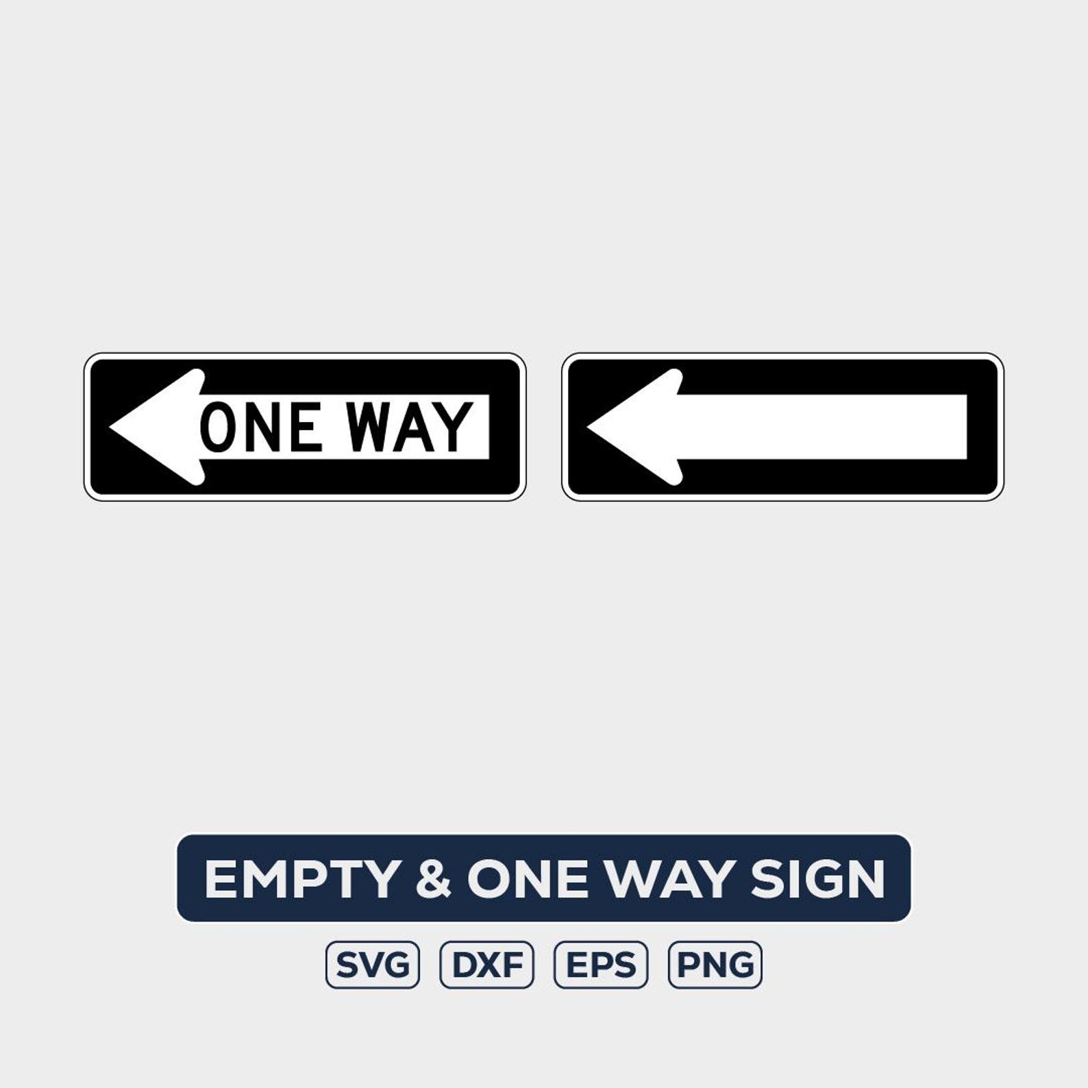 Empty One Way Sign SVG File, Customizable Traffic Warning Sign Template ...