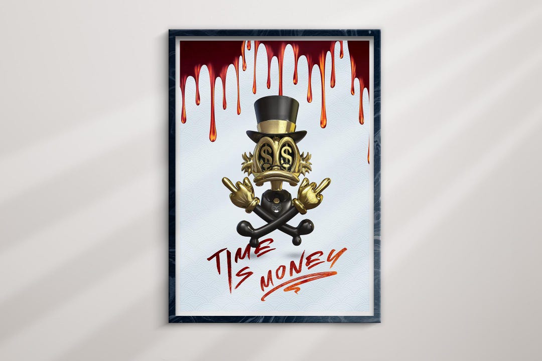 Scrooge Mcduck Portrait Poster - Time is Money, Fun Artwork to Brighten ...