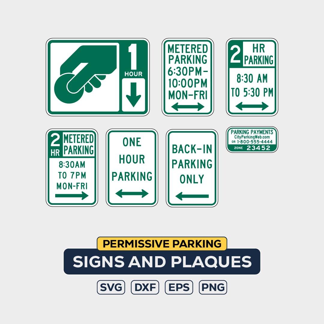 Permissive Parking Signs and Plaques Svg, Dxf, Eps, Png Formats Traffic ...