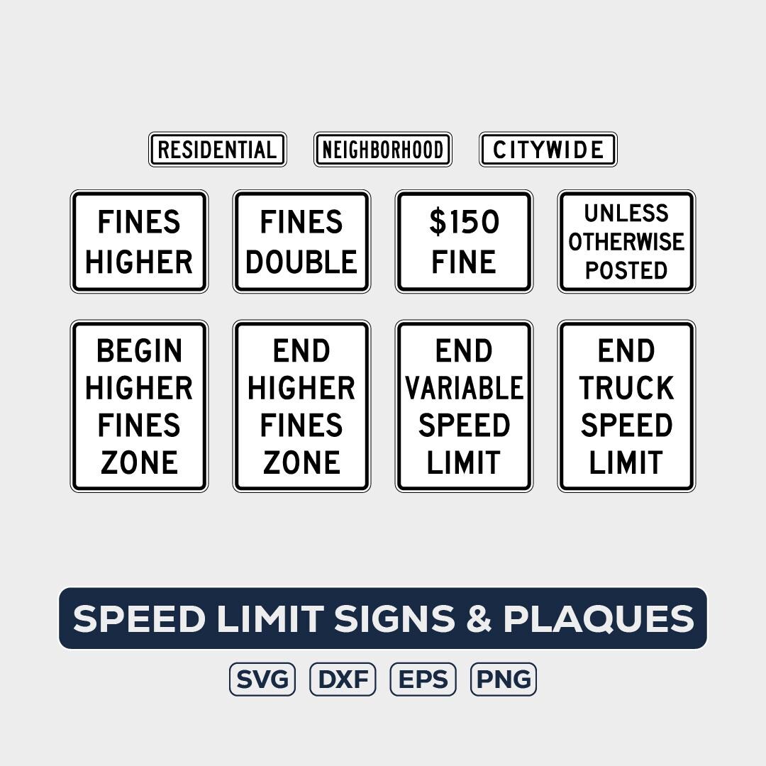 Speed Limit Signs and Plaques - Text | Svg, Dxf, Eps, Png Formats ...