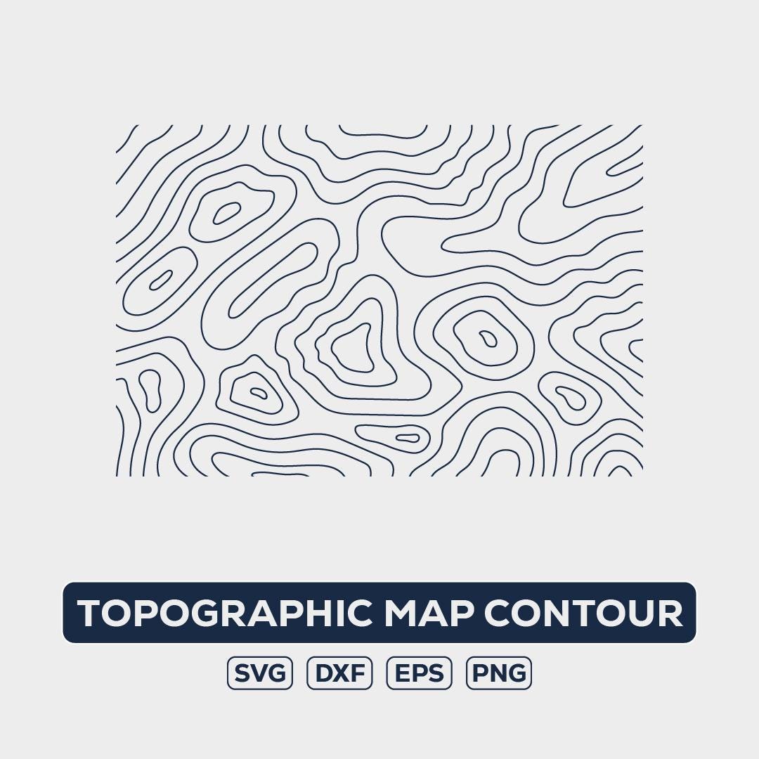 Topographic Line Art Map Svg Dxf Png Eps for Cricut Projects, Laser ...