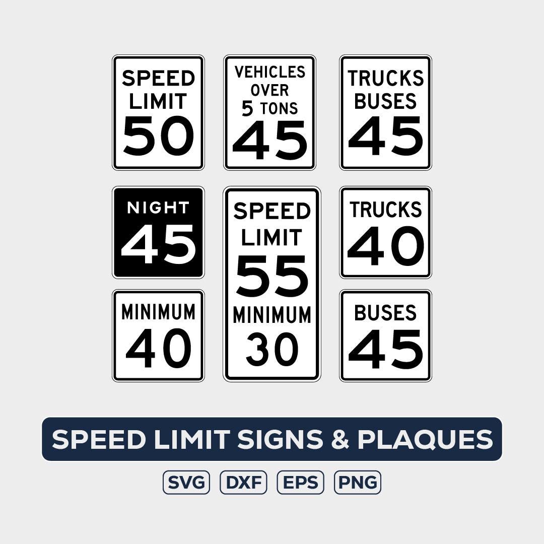 Speed Limit Signs and Plaques - Number | Svg, Dxf, Eps, Png Formats ...