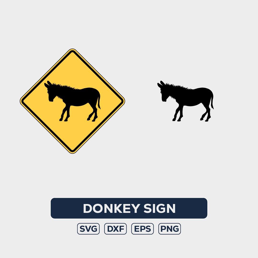 Donkey Sign SVG Cut File, Farm Animal Crossing Traffic Sign, Rustic ...
