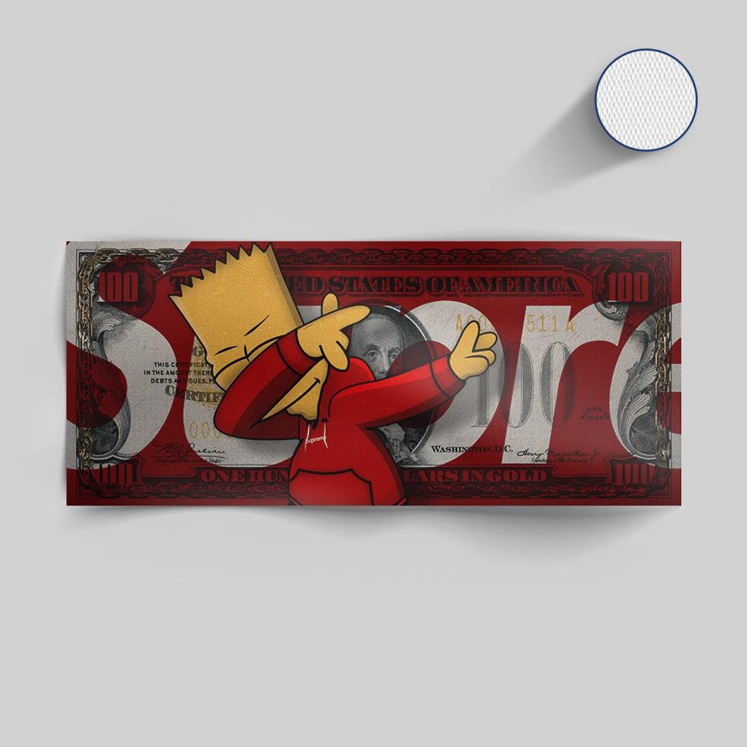 Dollar Bill, Suprem Simpsons Canvas Poster, Art & Money Wall Decor ...