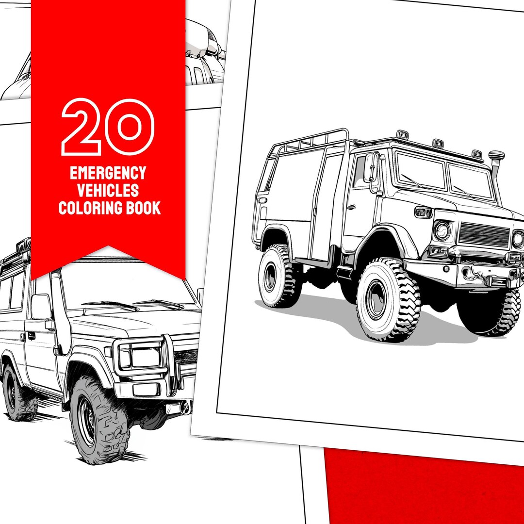 Emergency Vehicles Coloring Book for Kids | 20 Printable Pages ...