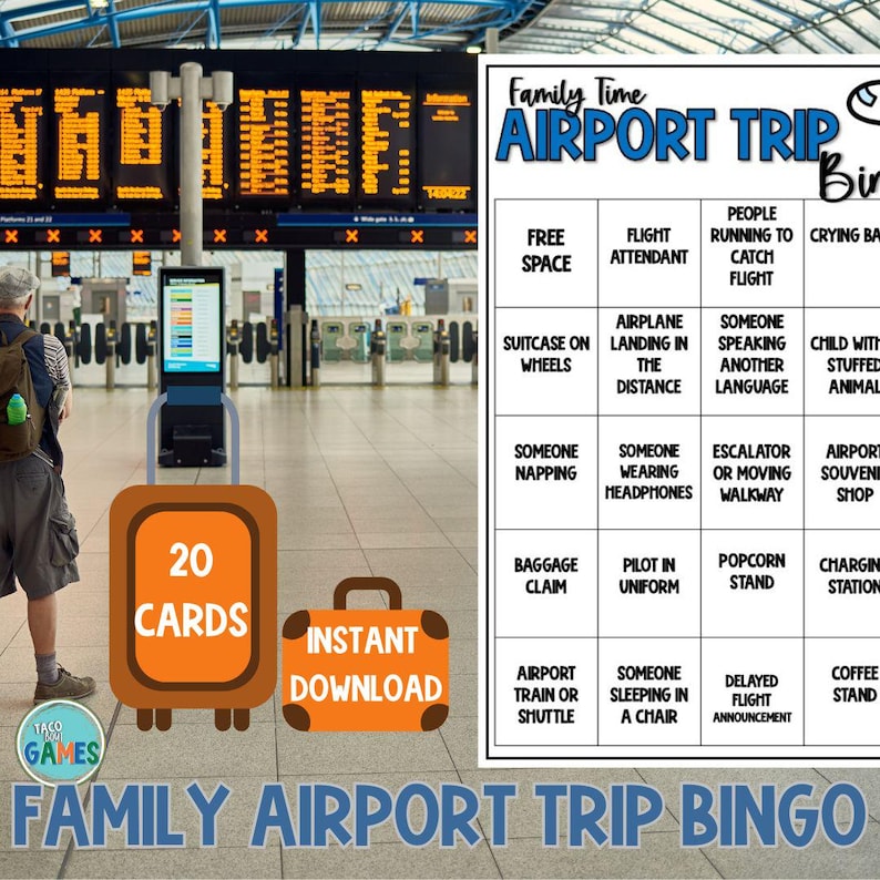 Airport BINGO | Family Game | Vacation Game for Kids | Family Time ...