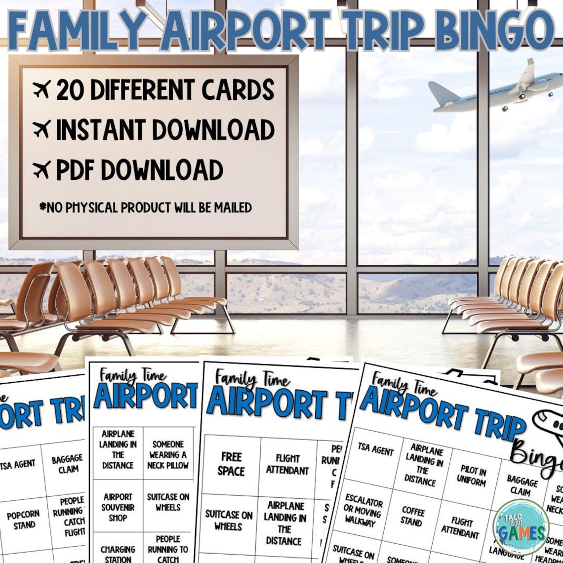 Airport BINGO | Family Game | Vacation Game for Kids | Family Time ...