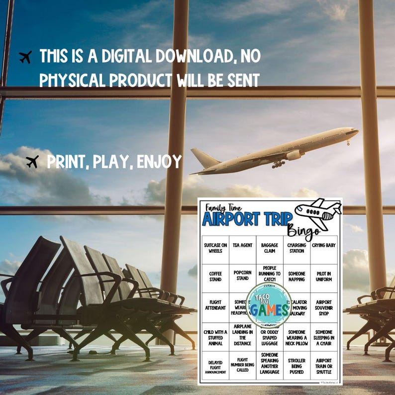 Airport BINGO | Family Game | Vacation Game for Kids | Family Time ...