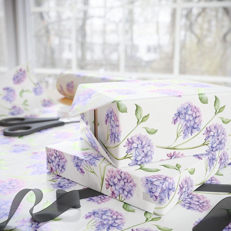 Purple Floral Print Wrapping Papers - Gift Wrap, Present Decor ...