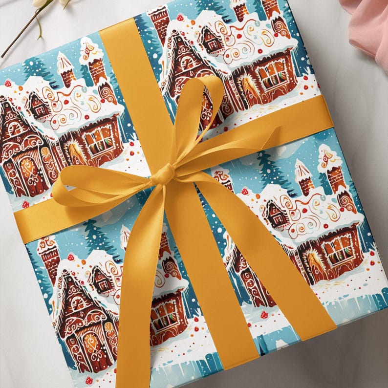 Gingerbread House Christmas Wrapping Paper, Gift Wrap - Etsy