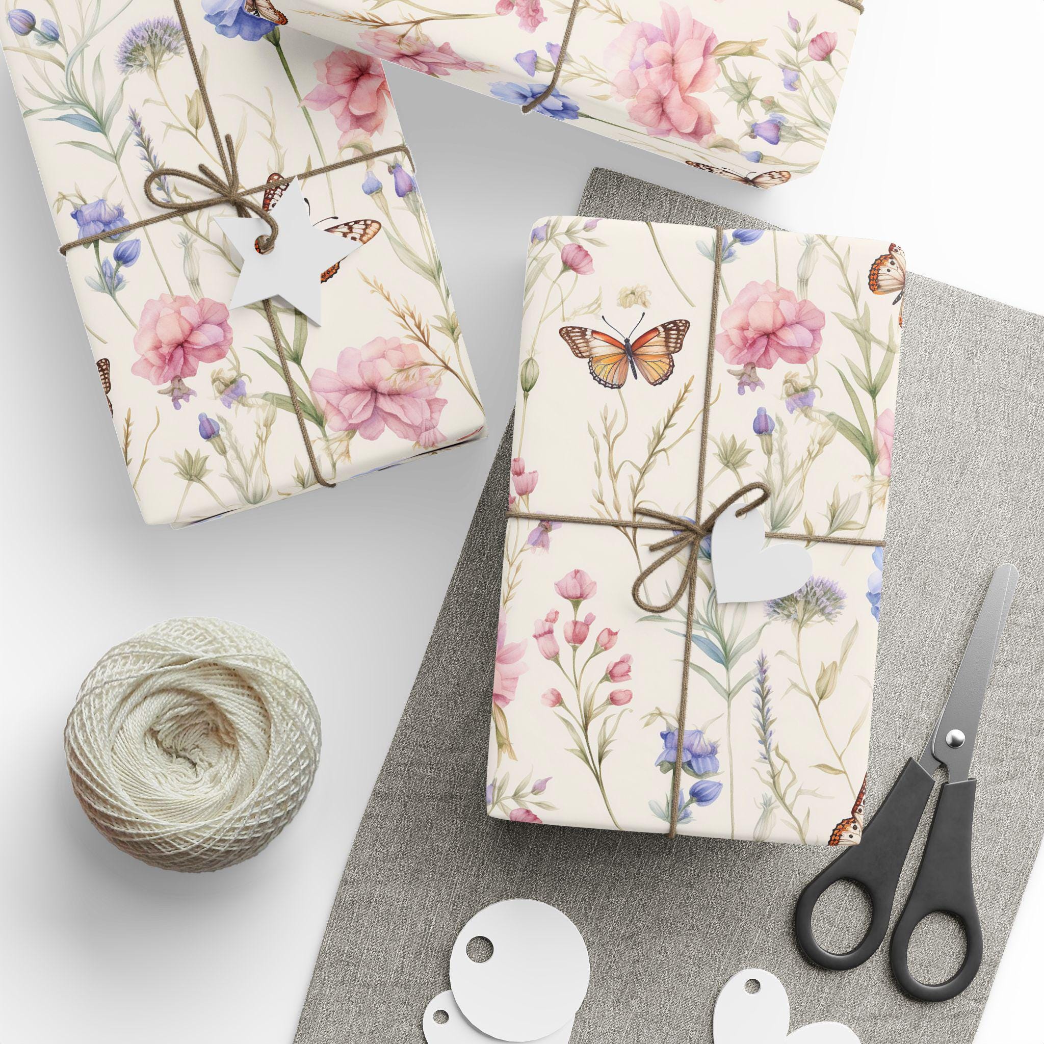 Butterfly Floral Gift Wrapping Paper: Elegant Design, Eco-friendly - Etsy
