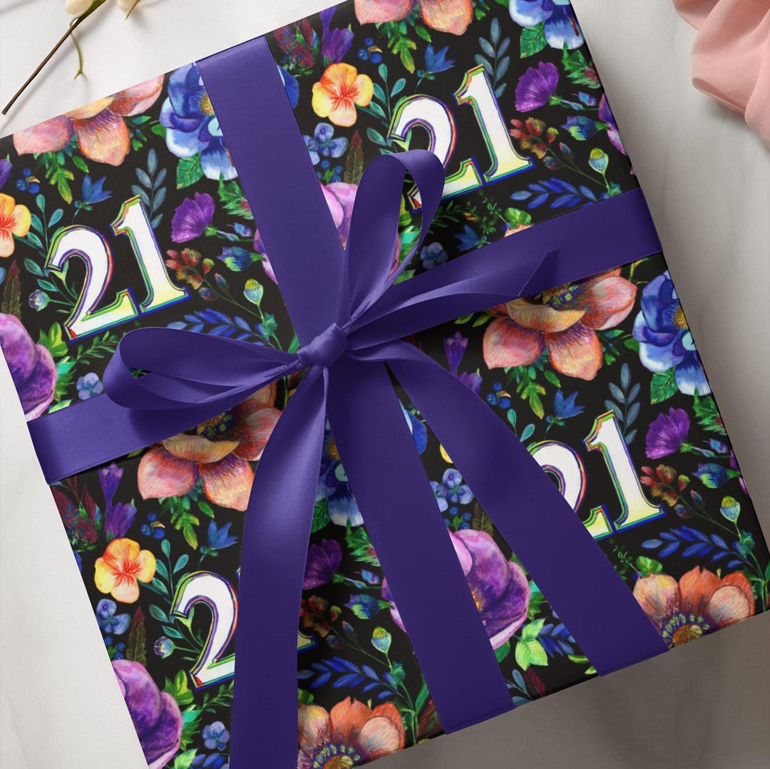 21st Birthday Wrapping Paper, Floral Celebration Gift Wrap - Etsy