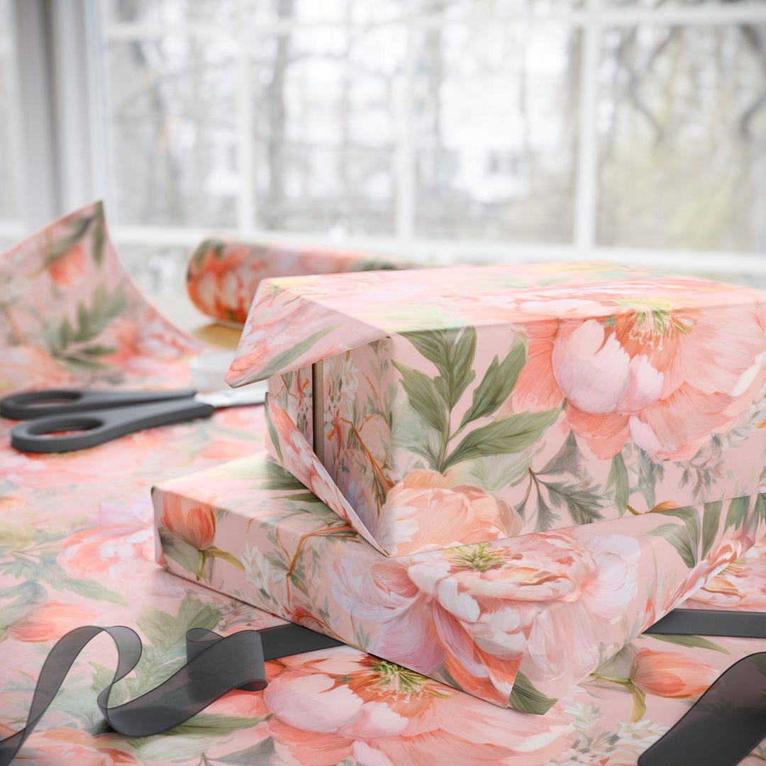 Floral Gift Wrap Paper - Elegant Wrapping Paper for Birthdays, Weddings ...