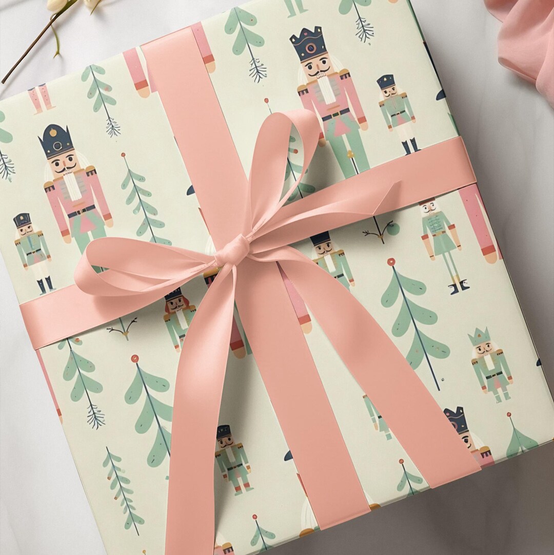 Nutcracker Christmas Gift Wrap, Pastel Holiday Paper - Etsy
