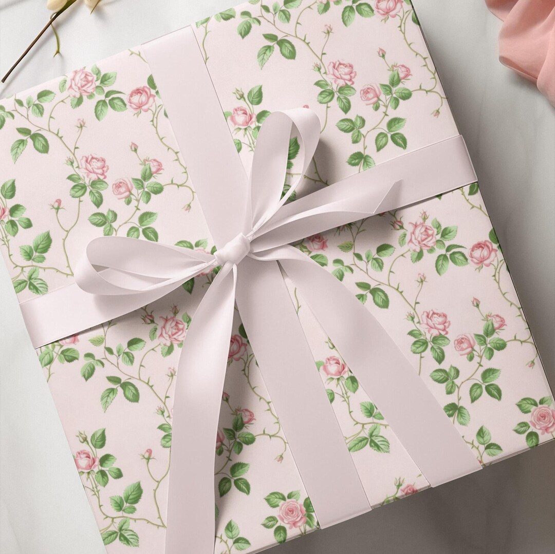 Pink Floral Print Wrapping Papers Gift Wrap, Present Decor, Birthday ...