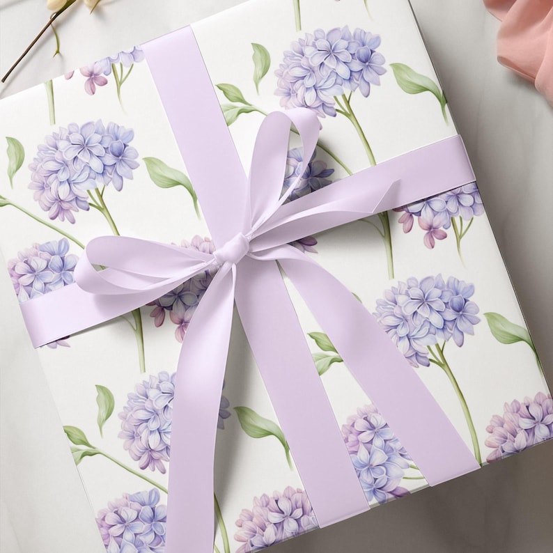 Purple Floral Print Wrapping Papers - Gift Wrap, Present Decor ...