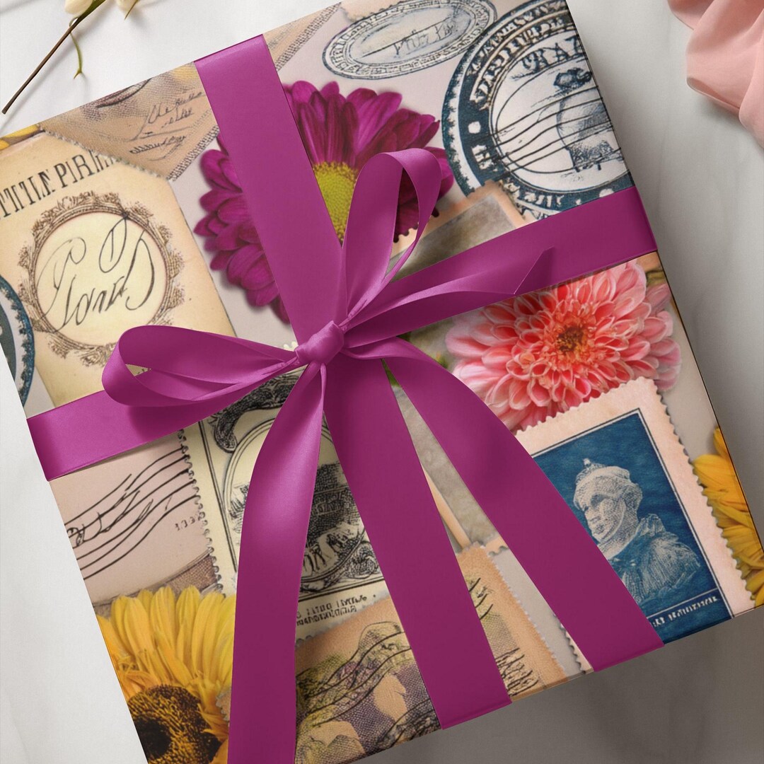 Vintage Travel Postcards Wrapping Paper: Retro Gift Wrap - Etsy