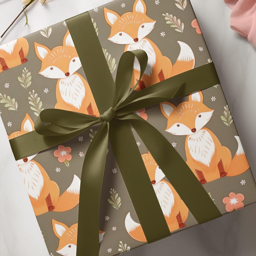 Fox Wrapping Paper, Festive Animal Print, Eco-friendly Gift Wrap - Etsy