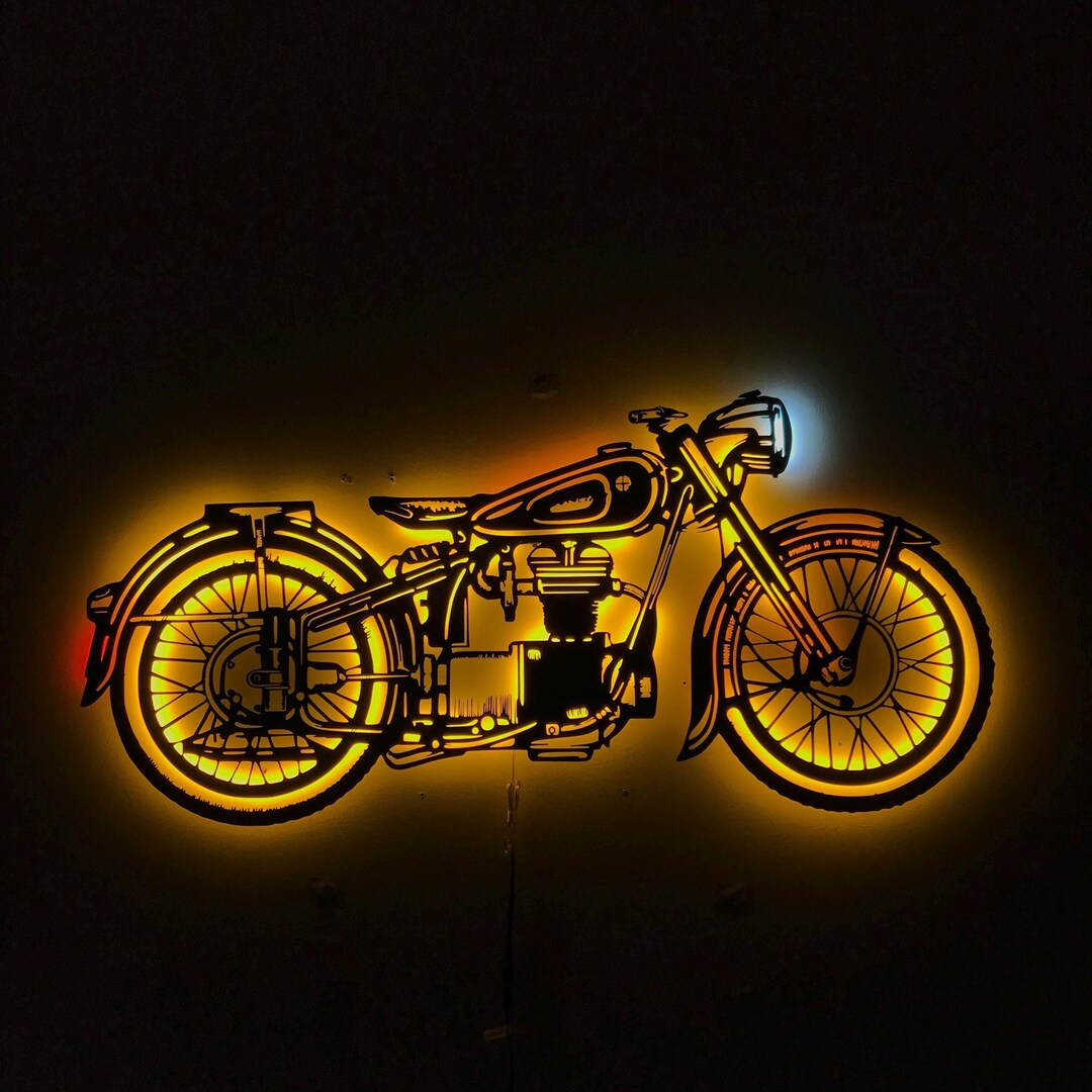 LED Lighted Metal Motorcycle Wall Decor, Harley Garage Decor, Best ...