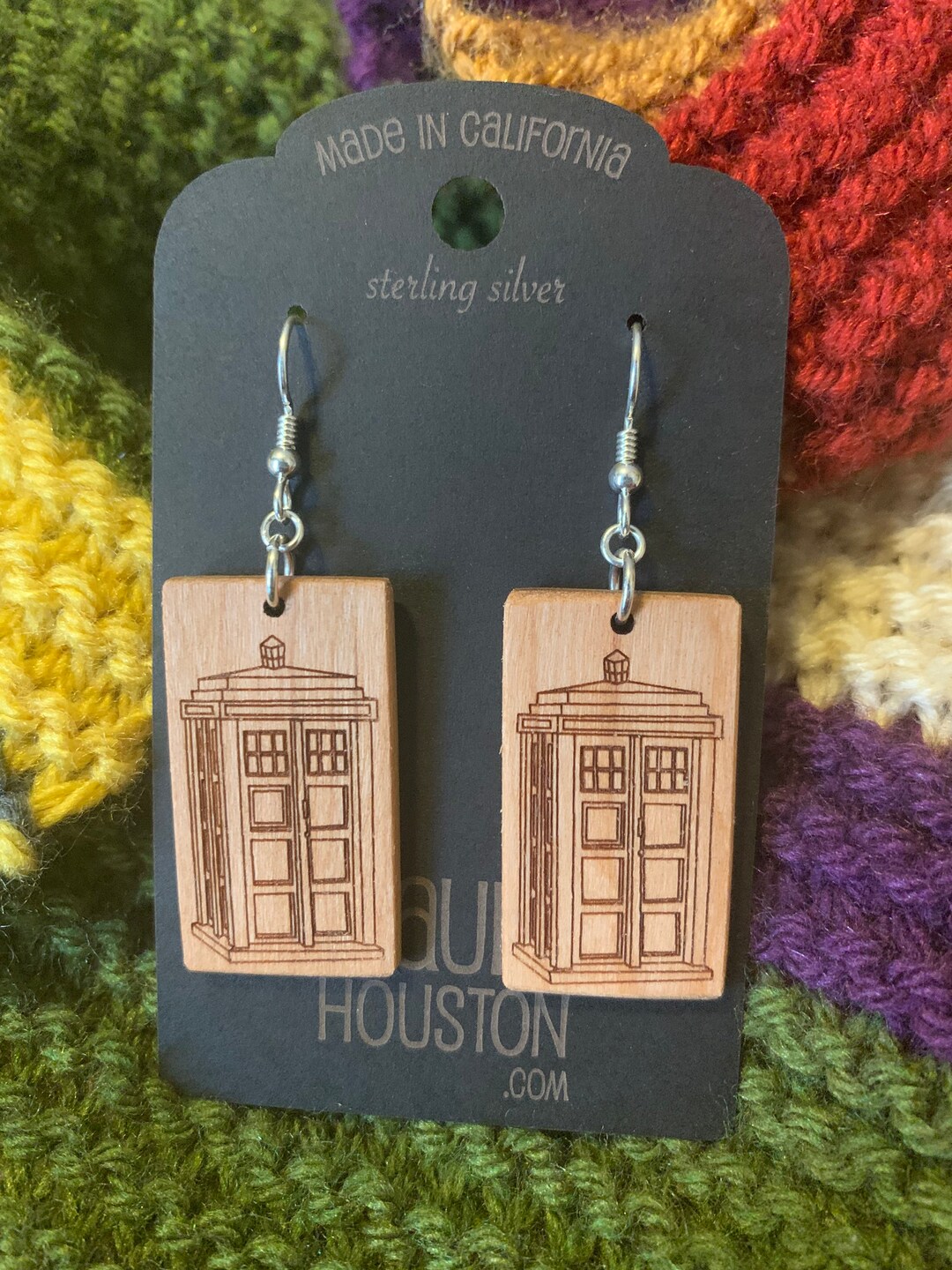 Laser Cut Cherry Wood Tardis Earrings - Sterling Silver Hooks - Etsy