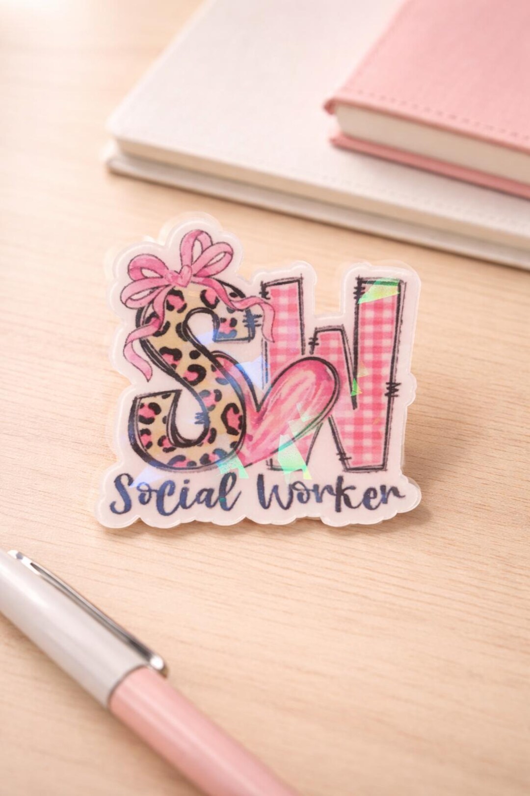 Social Worker | Holographic Acrylic Badge Reel - Etsy