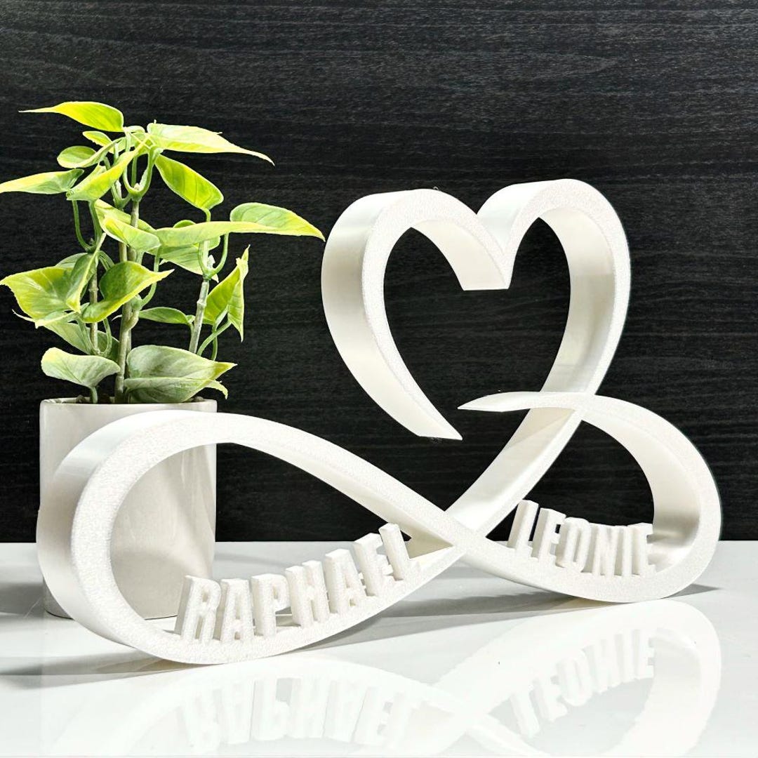 Personalized Infinity Sign Heart Individual Names Date Infinite Gift ...