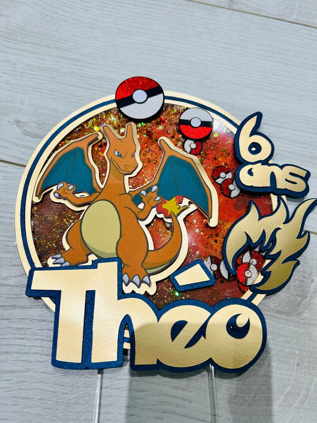 Pokemon Charizard Cake Topper - Personalized Cake Decoration - Handmade ...