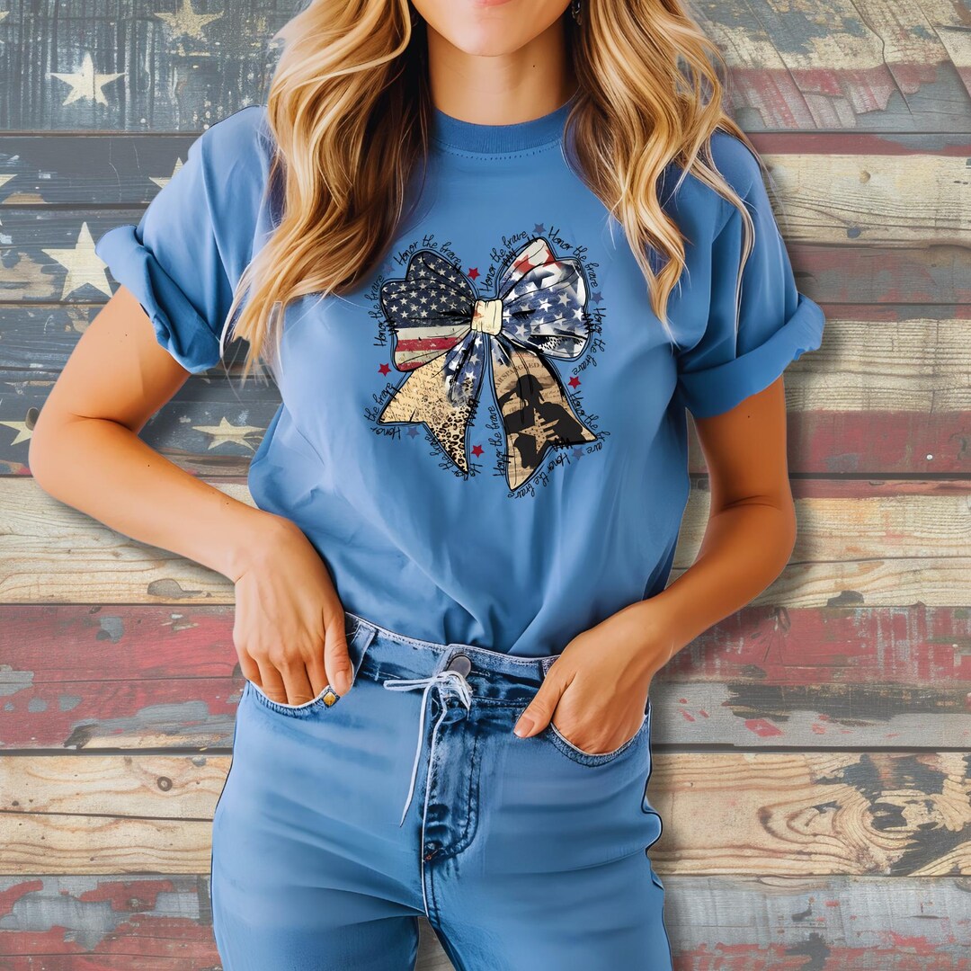 Patriotic Bow 4th of July T-shirt, 4th July Tee, Memorial Day Tee ...