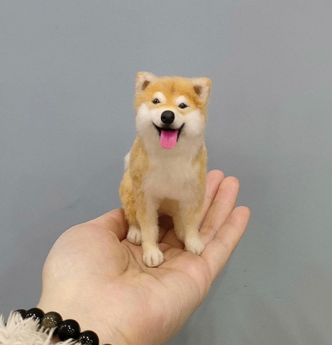 Needle Felted Shiba Inu Sculpture,custom Felt Pet Replica Dog Plush ...