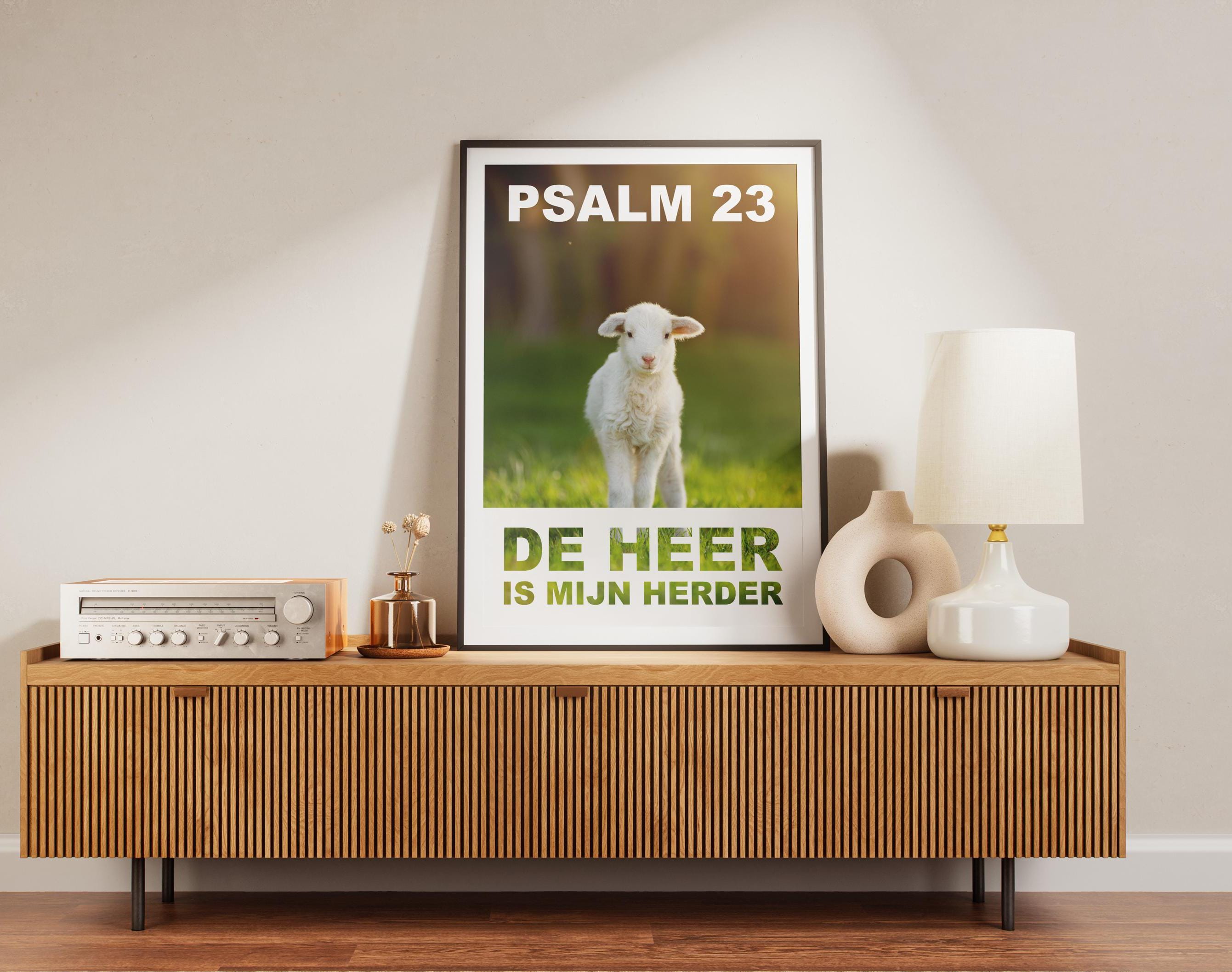 Christian Poster PSALM 23 Shepherd and Sheep the Lord is My Shepherd ...