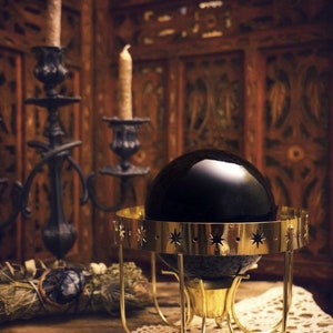 BLACK OBSIDIAN SPHERE Large Gazing Crystal, Magic Scrying Orb ...
