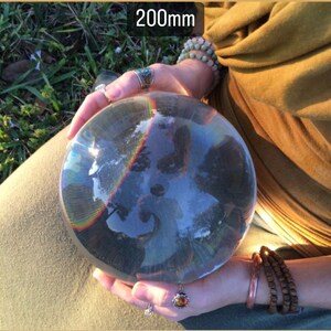 Large 200mm Crystal Ball • Clear Quartz Black Obsidian Sphere • Gazing ...