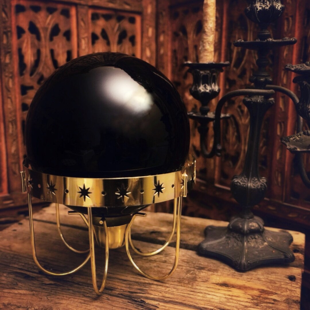 200mm BLACK OBSIDIAN SPHERE Gazing Sphere Orb Magic Scrying 8 6 Inch ...