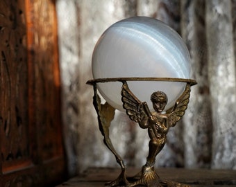 Vintage BRASS ANGEL STAND Orb Stand, Footed Base 100mm Metaphysical ...