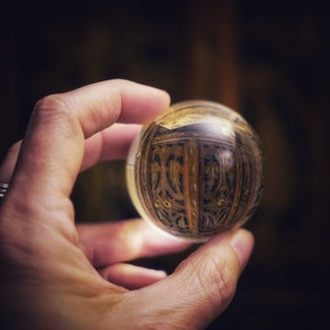 SPHERE & WOODEN STAND Large Gazing Crystal, Magic Scrying Orb ...