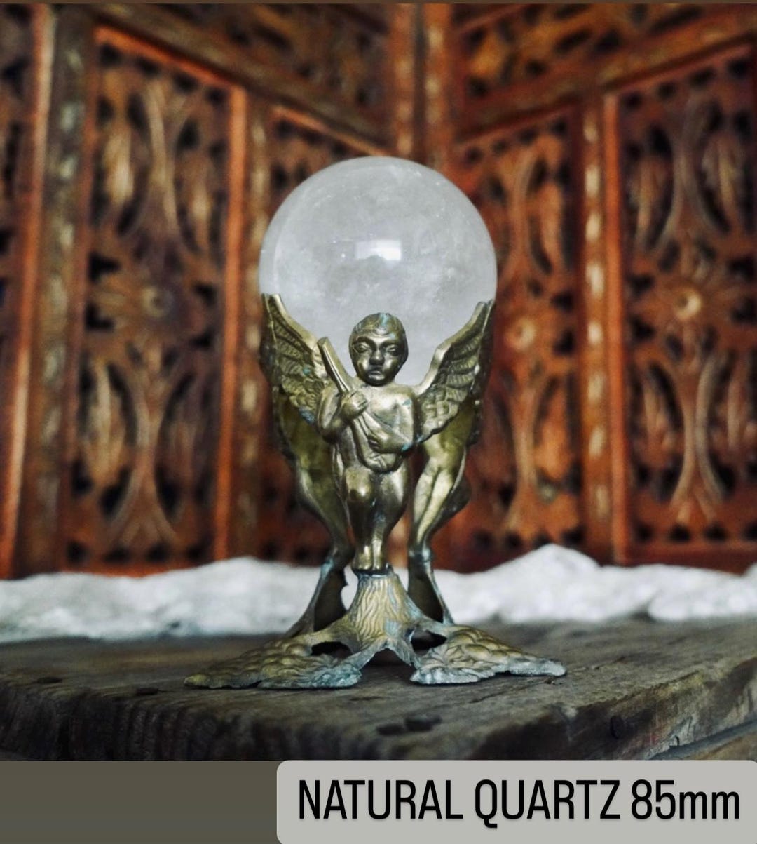 Vintage BRASS CHERUB ANGEL Orb Stand, Footed Base, 100mm Metaphysical ...