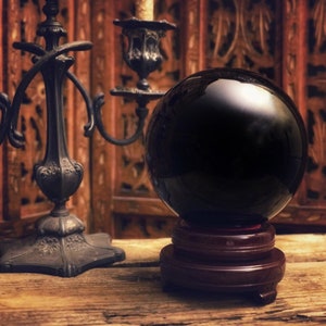 BLACK OBSIDIAN SPHERE Large Gazing Crystal, Magic Scrying Orb ...