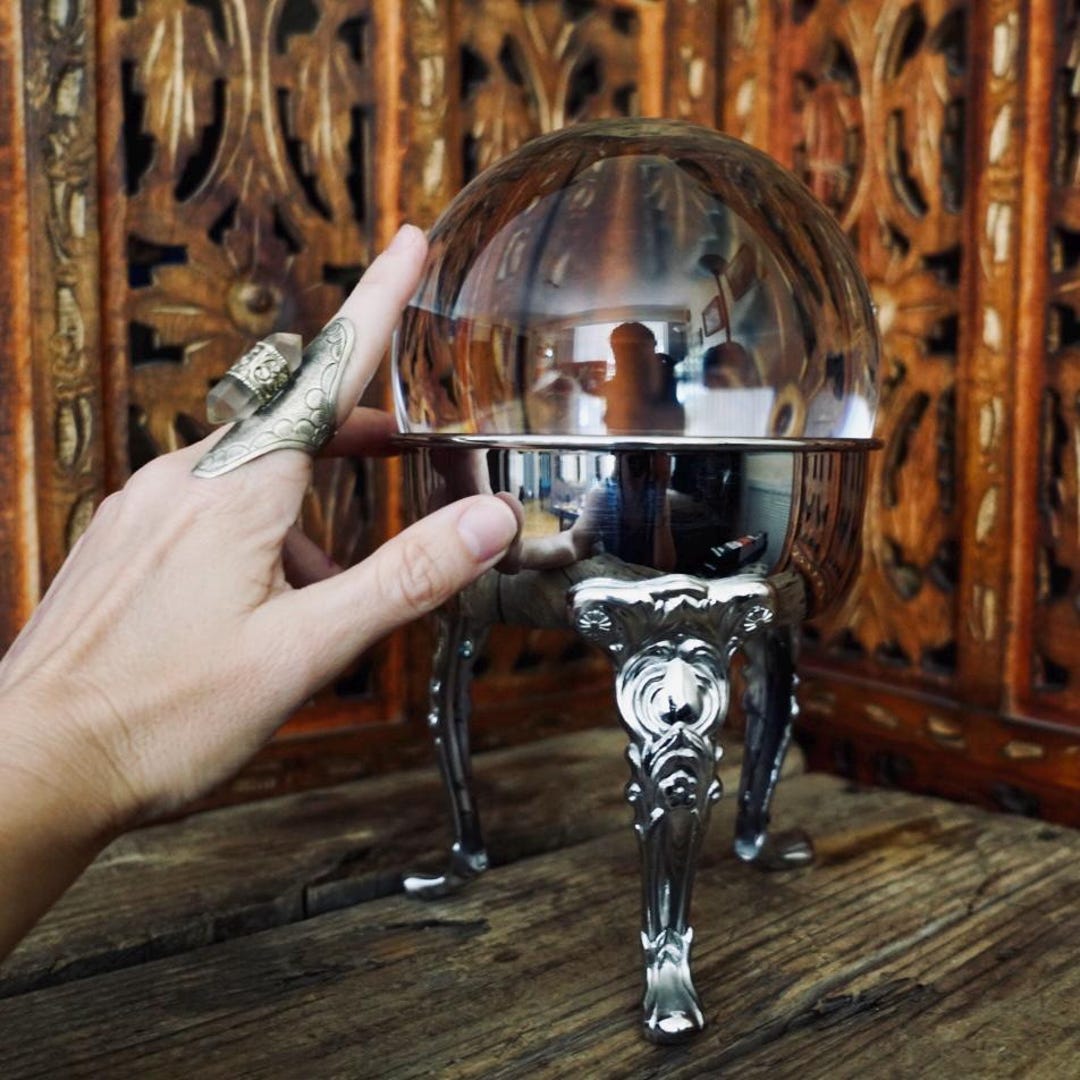 Vintage SILVER SPHERE STAND Orb Stand, Claw Foot Base 150mm ...
