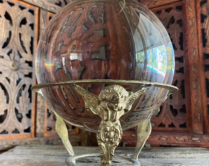 Vintage Brass Cherub Crystal Ball Stand: Angel Footed Sphere Holder - Etsy