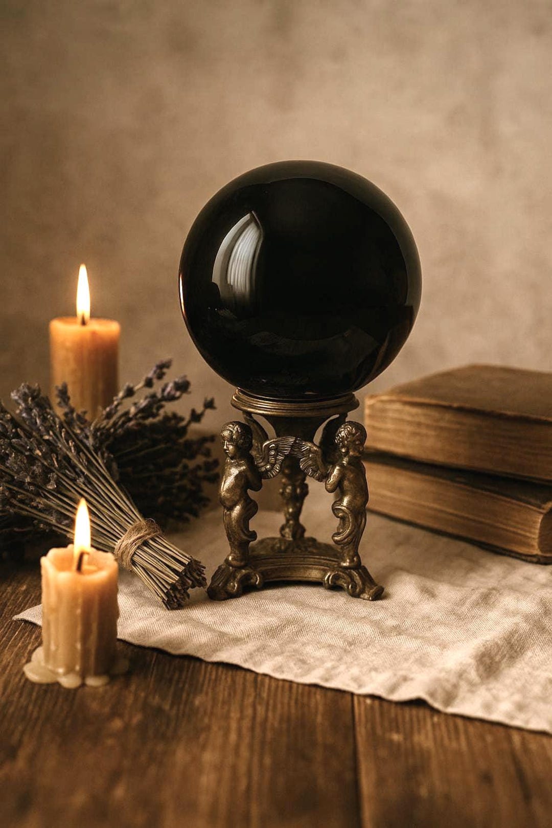 BLACK OBSIDIAN SPHERE 200mm 150mm Large Gazing Crystal, Magic Scrying ...