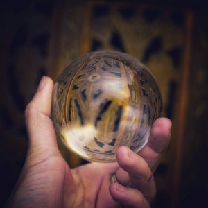 SPHERE & WOODEN STAND Large Gazing Crystal, Magic Scrying Orb ...