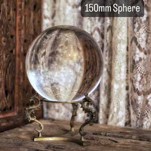 Large 200mm Crystal Ball • Clear Quartz Black Obsidian Sphere • Gazing ...