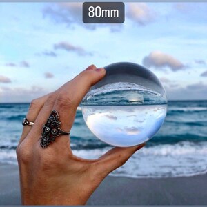Large 200mm Crystal Ball • Clear Quartz Black Obsidian Sphere • Gazing ...