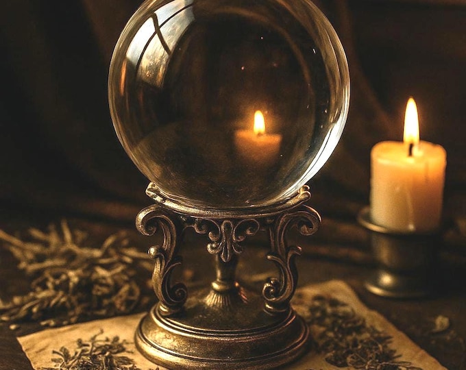 Large Crystal Ball WITH WOODEN STAND • Gazing Ball for Scrying ...
